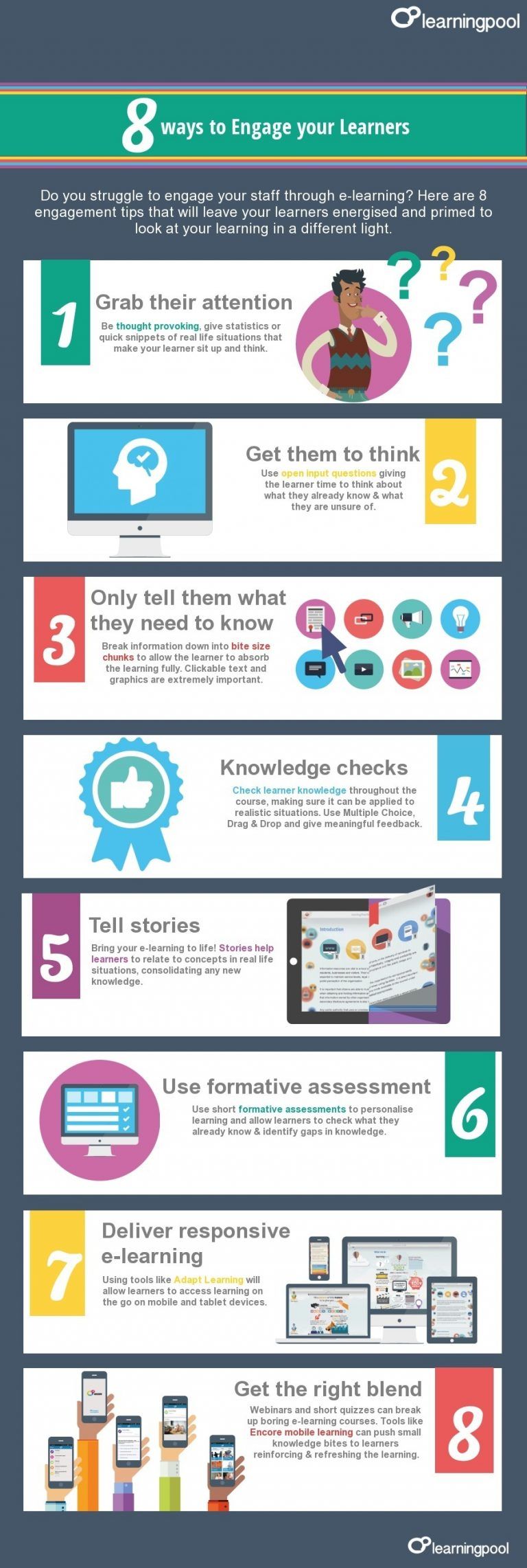 8 Ways to Engage eLearners Infographic - e-Learning Infographics