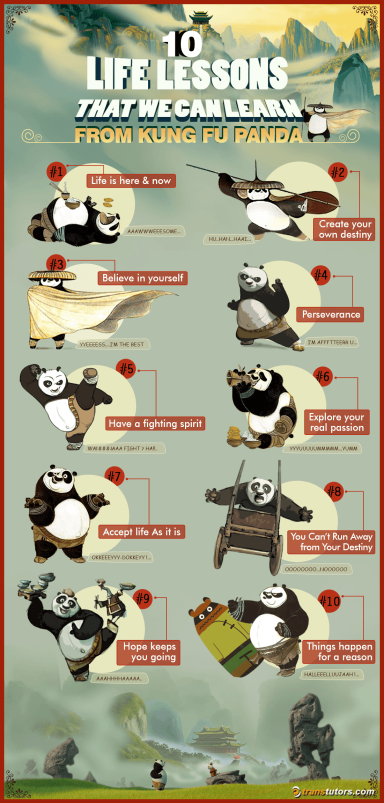 10 Life Lessons From Kung Fu Panda Infographic - e-Learning Infographics
