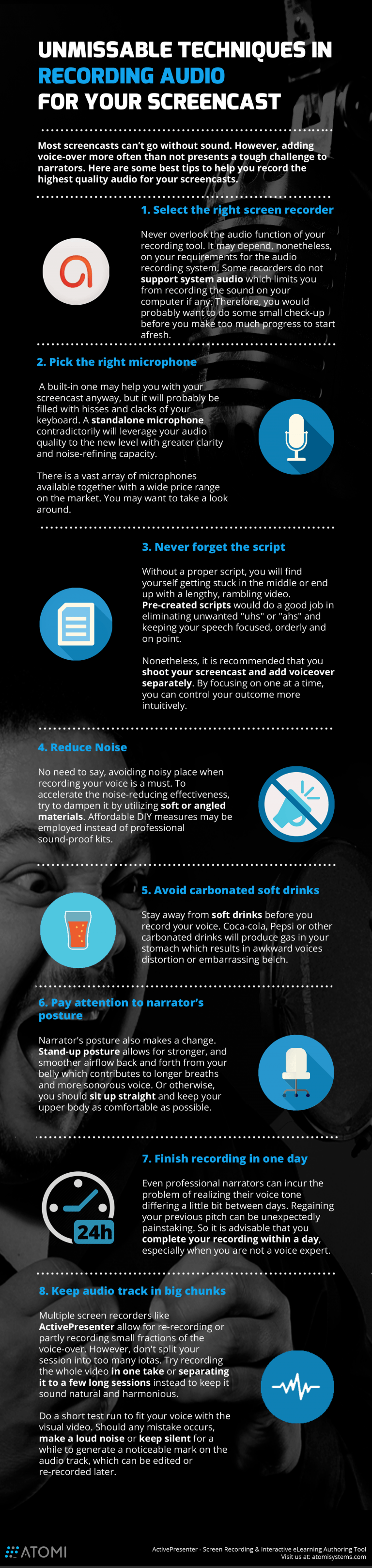 Recording Audio for Your Screencasts Infographic - e-Learning Infographics