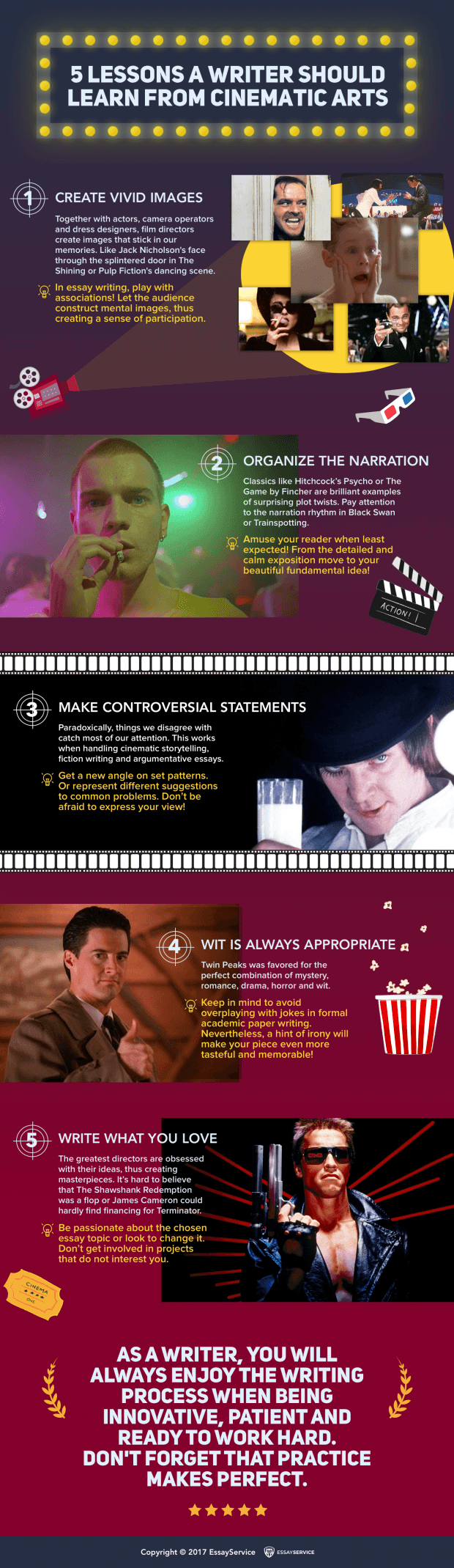 5 Writing Lessons from Cinema Infographic - e-Learning Infographics