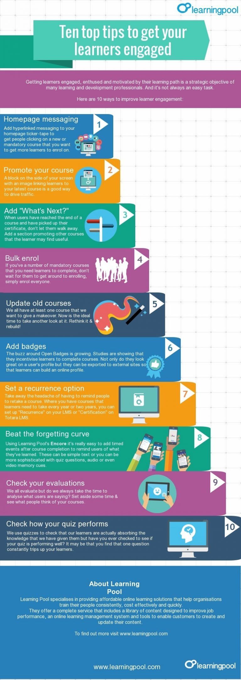 10 Tips to Get eLearners Engaged Infographic - e-Learning Infographics